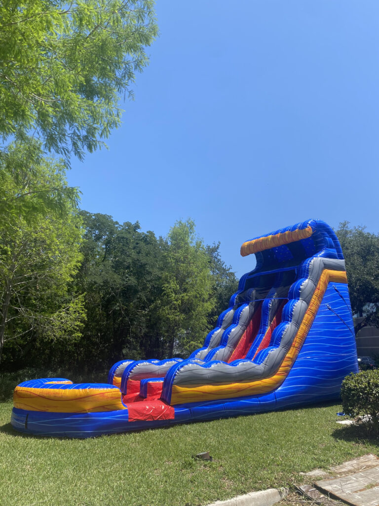 22FT Dual Lane Fireblast Tsunami Waterslide - Bouncing Beez